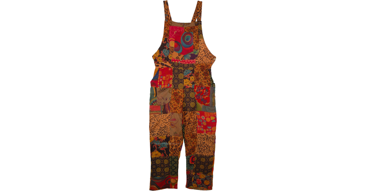 Dusk Safari Hippie Patchwork Cotton Overalls Jumpsuit | Dresses ...
