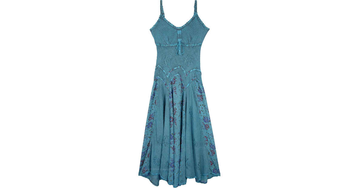 Tipsy Teal Rodeo Long Fit and Flare Dress | Dresses | Blue | Sleeveless ...