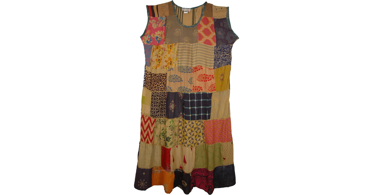 Sale:$22.99 Fall Fields Assorted Vintage Patchwork Long Dress | Dresses ...