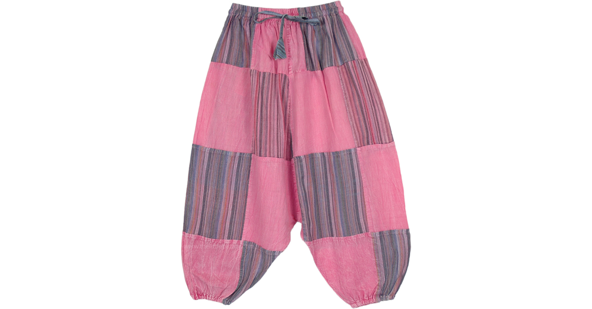 Pink Blush Kids Alternate Patchwork Cotton Harem Pants | Kids | Pink ...