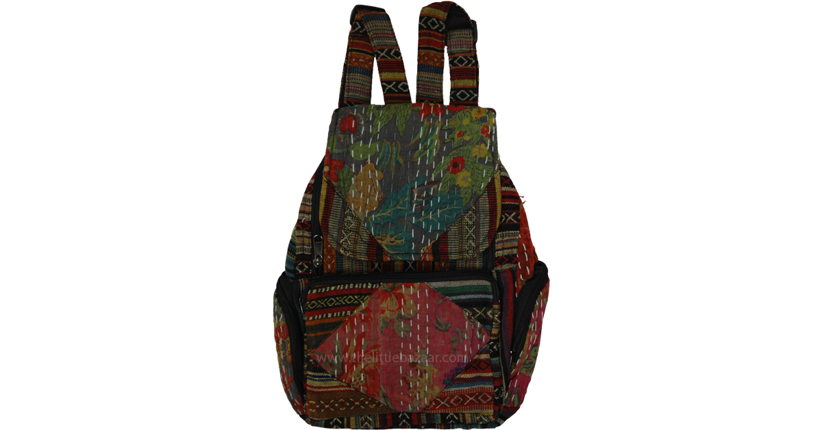 Forest Bloom Patchwork Backpack | Purses-Bags | Orange | patchwork, Yoga, Bohemian