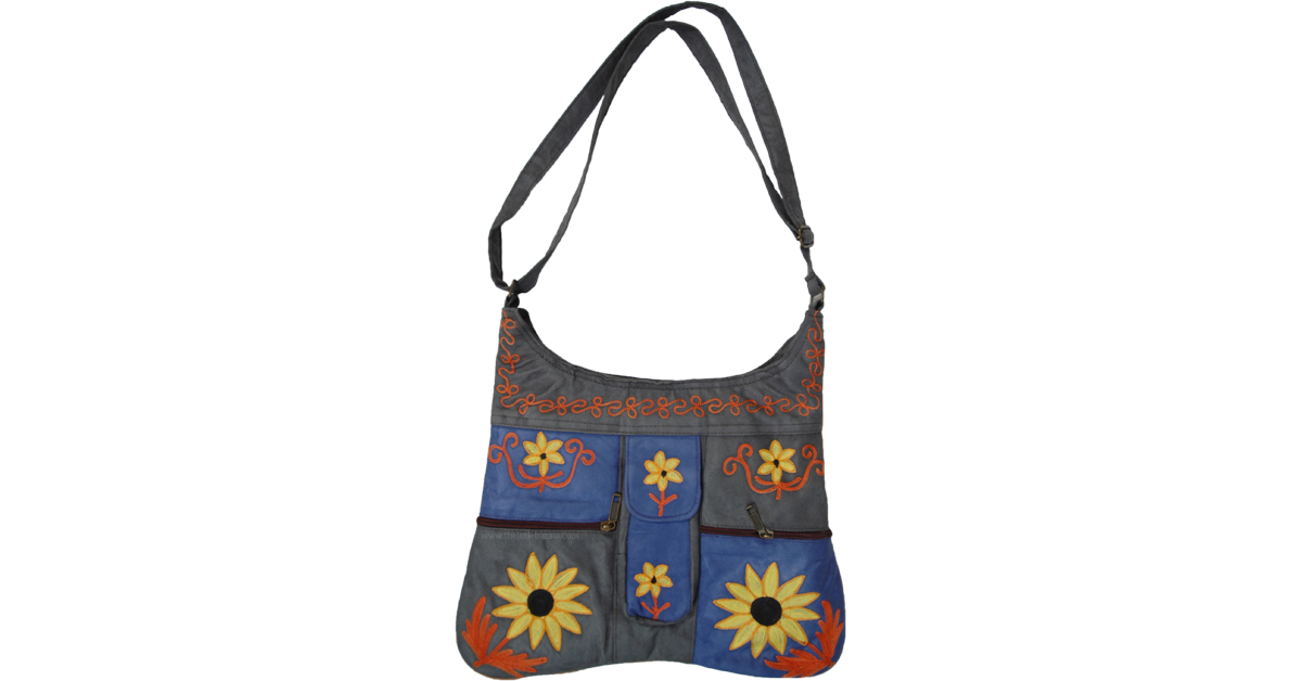 Grey Blue Suede Adjustable Strap Shoulder Bag | Purses-Bags | Grey ...