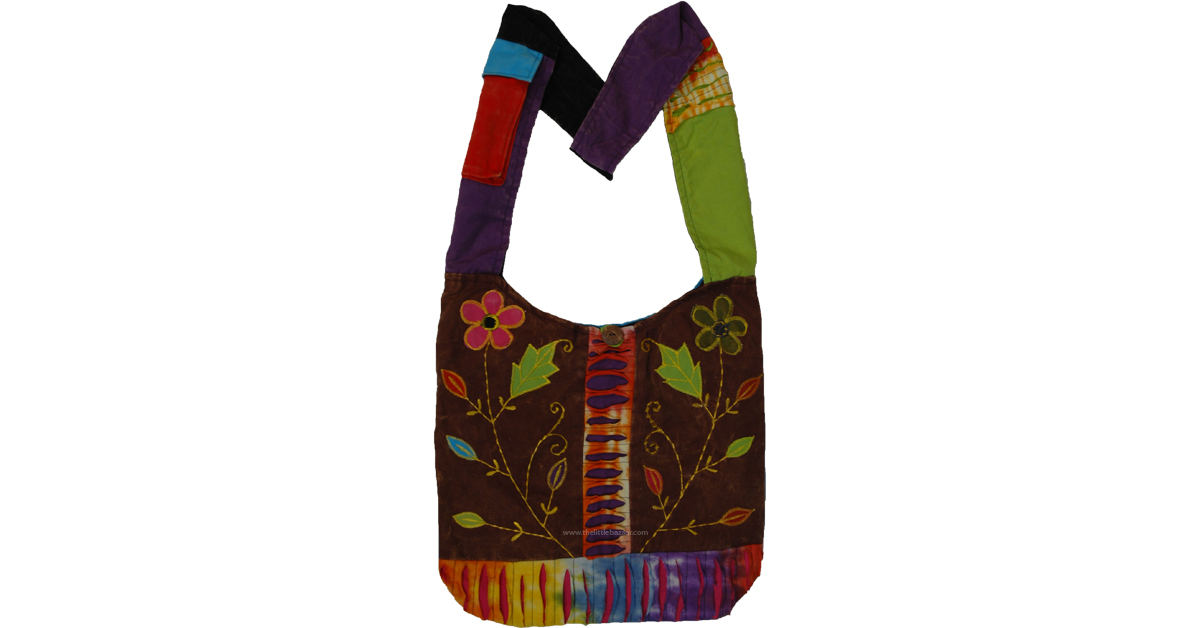Twin Flower Glowing Hippie Bag | Purses-Bags | Multicoloured ...