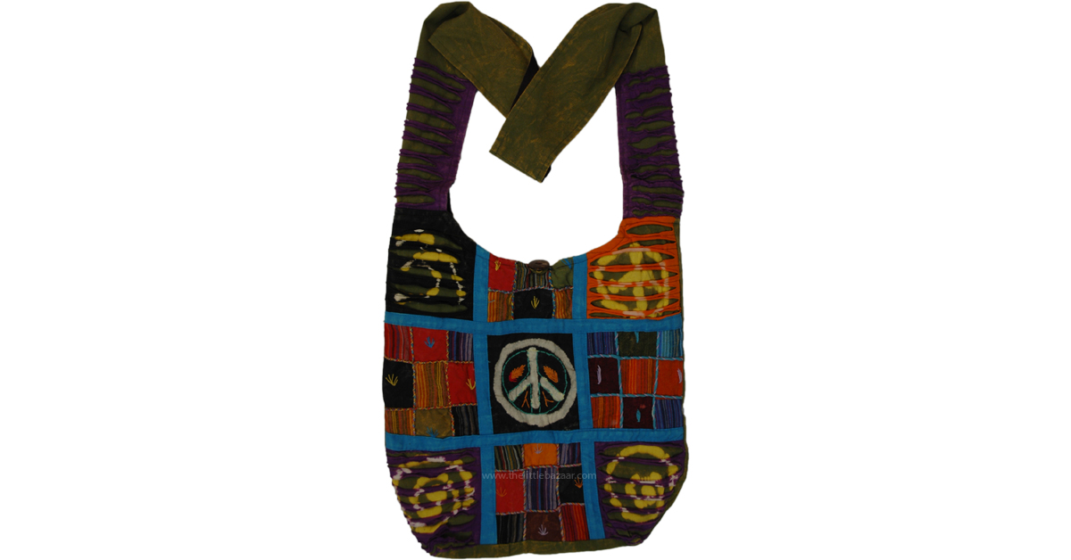 Kosmic Peace Hippie Shoulder Hobo Bag | Purses-Bags | Multicoloured | Vacation, Gift, Bohemian ...