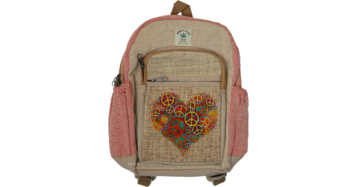 Peace and Love Cotton Stylish Hippie Backpack | Purses-Bags | Beige ...