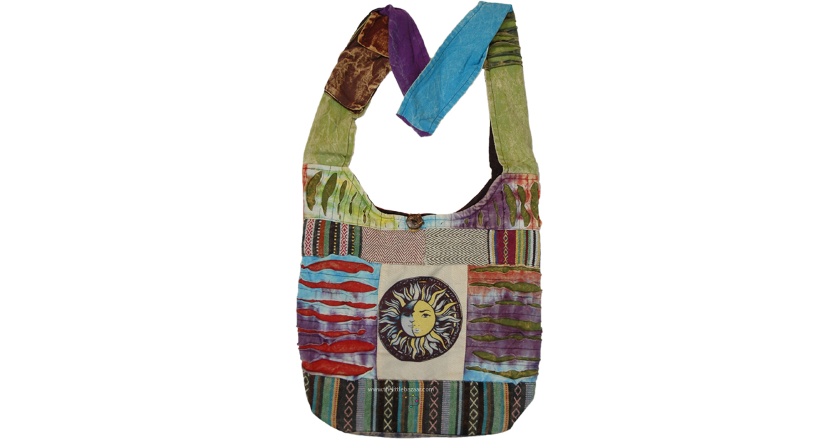 Sun Icon Hippie Handmade Shoulder Bag | Purses-Bags | Multicoloured ...