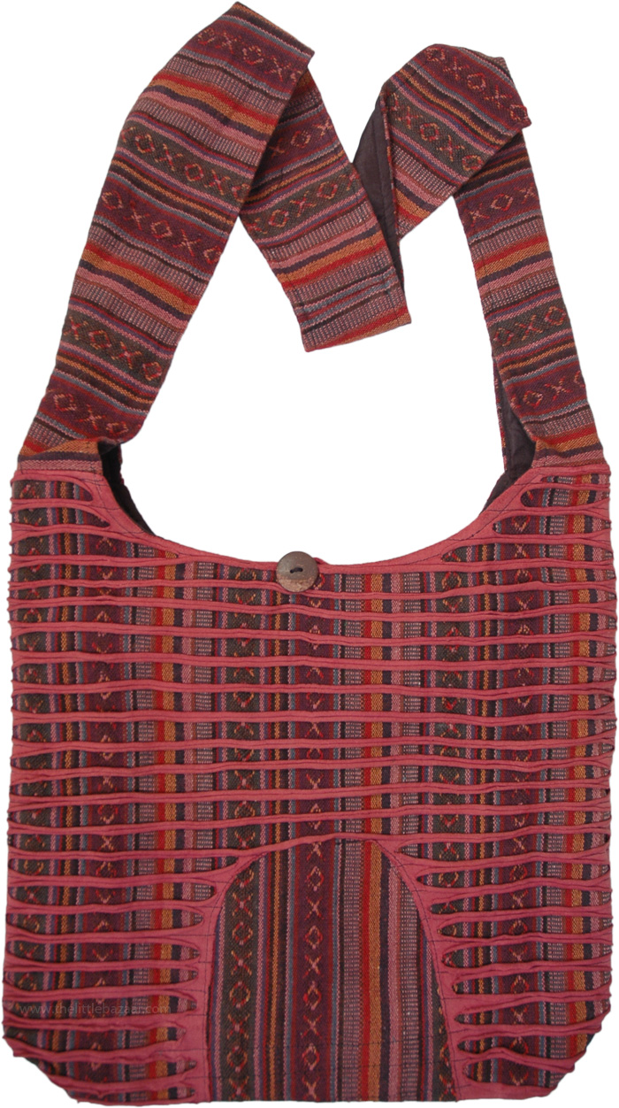 Bohemian Red Razor Cut Styled Woven Shoulder Bag | Purses-Bags | Red ...