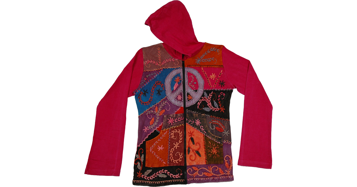Monza Peace Floral Hooded Jacket | Scarf-Shawls | Jackets, Fall, XL-Plus