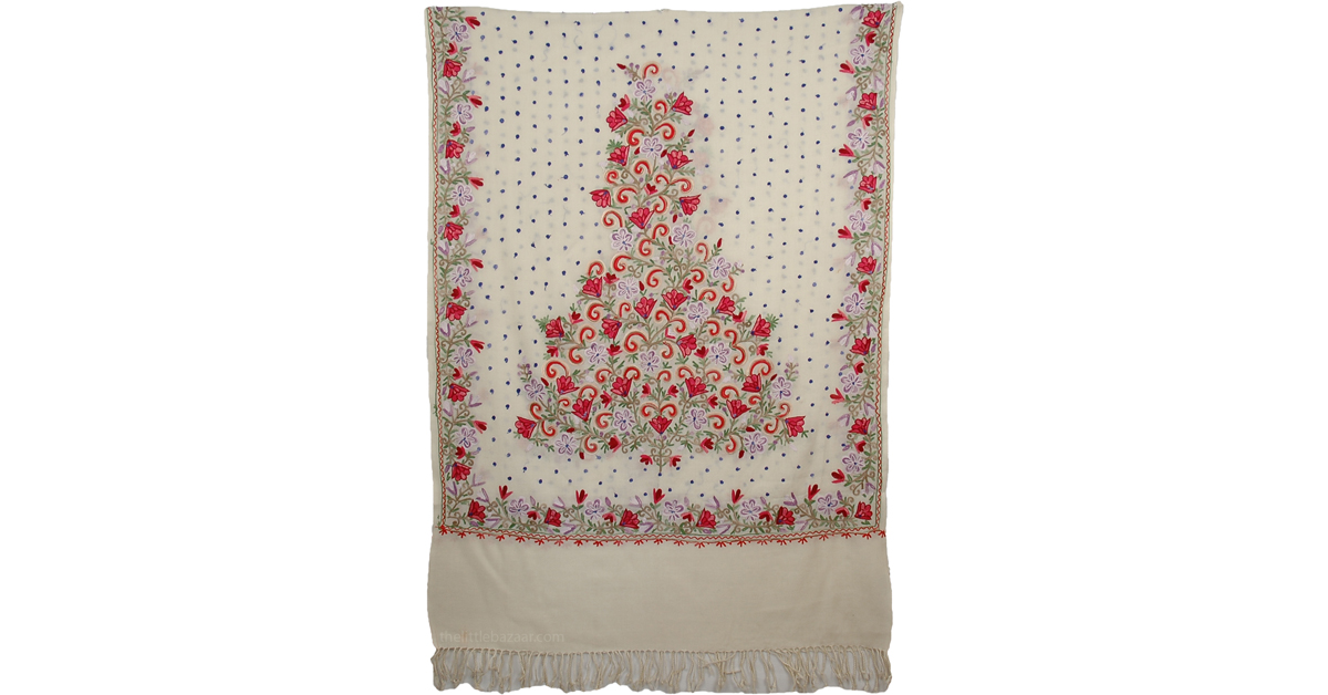 Classy Floral Wool Shawl Stole | Scarf-Shawls | Fall