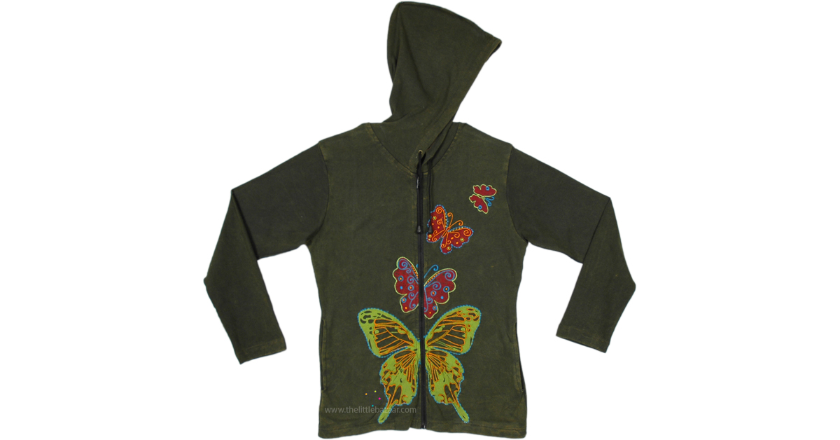 Forest Whimsy Butterfly Winged Jacket | Scarf-Shawls | Green ...