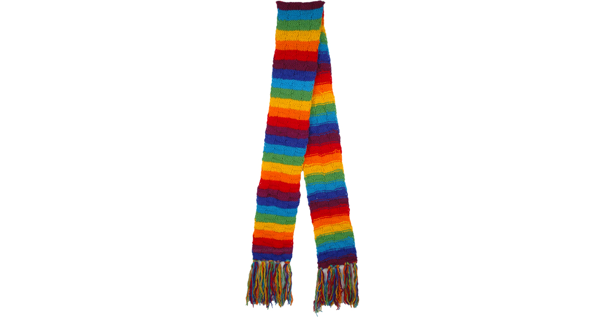 Rainbow Hand Knitted Woolen Long Neck Scarf | Scarf-Shawls ...