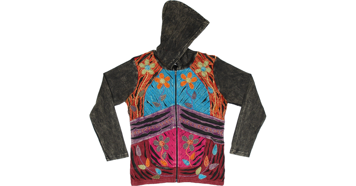 Midnight Carnival Fall Ribbed Knit Jacket with Embroidery | Scarf ...