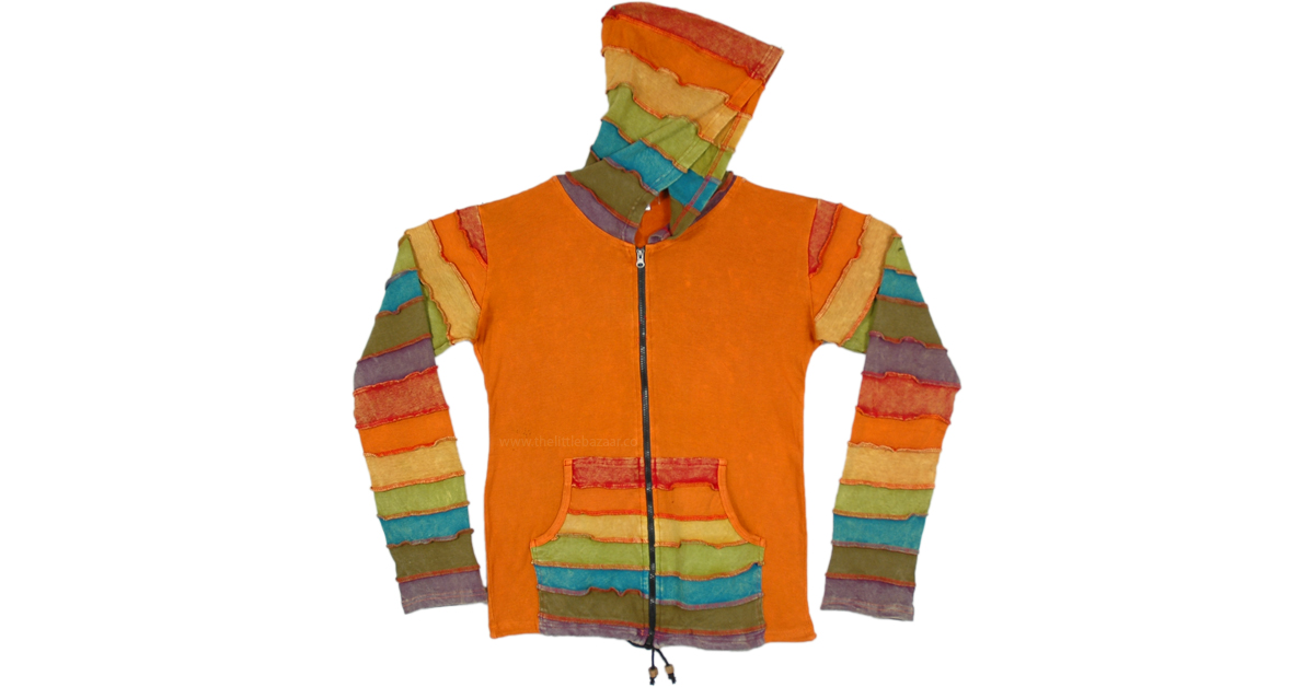Rainbow Ribs Pumpkin Cotton Jacket Layer | Scarf-Shawls | Orange ...