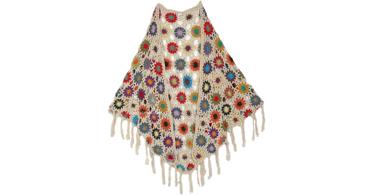 Groovy Hand Crochet Triangle Poncho Stole | Scarf-Shawls ...