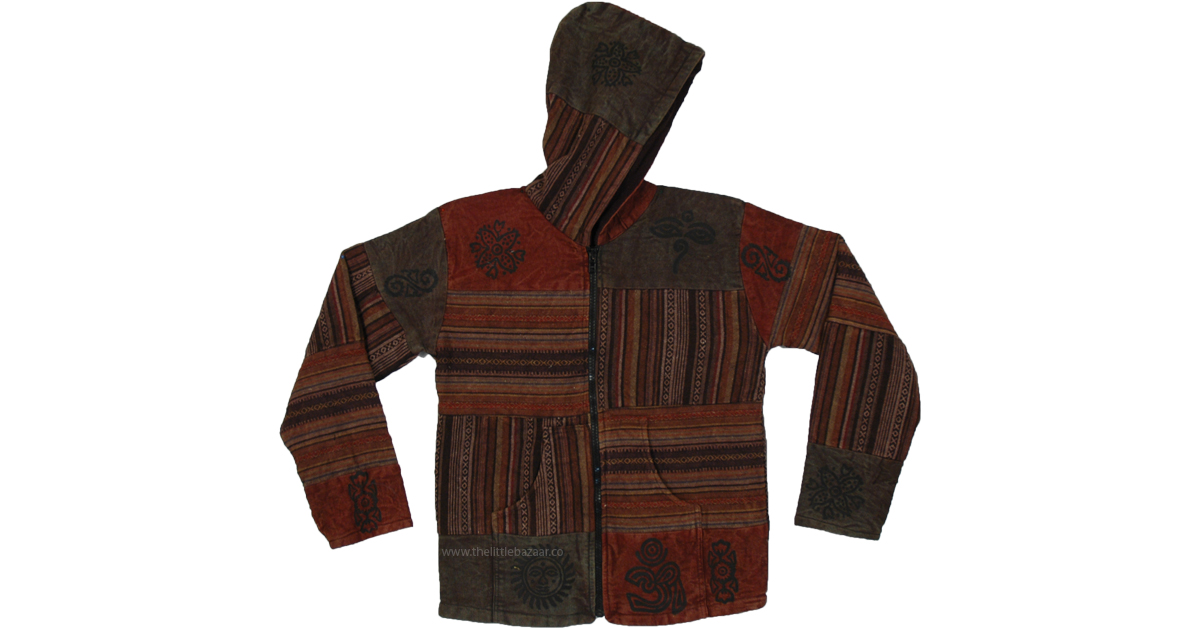 Fall Night Hippie Fleece Jacket Hoodie | Scarf-Shawls | Brown ...