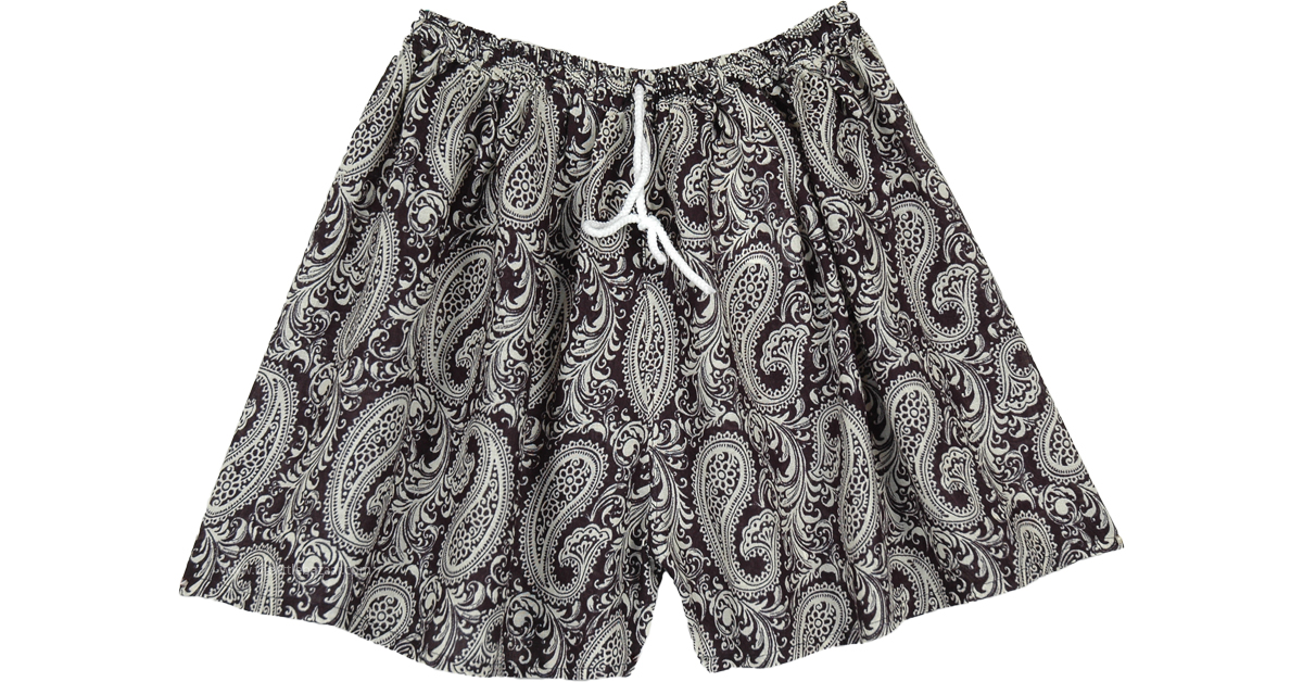 Monochromatic Paisley Printed Summer Shorts | Shorts | Red