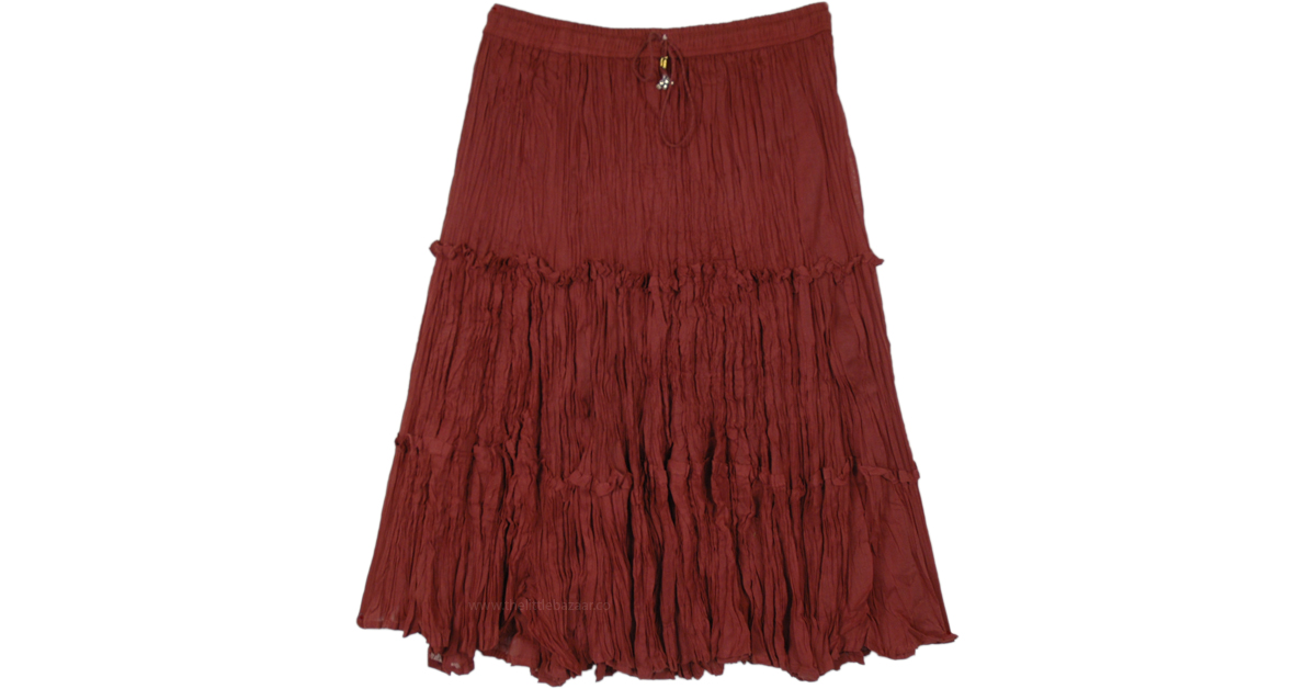 Raspberry Choco Cotton Midi Skirt | Short-Skirts | Red | Tiered-Skirt ...