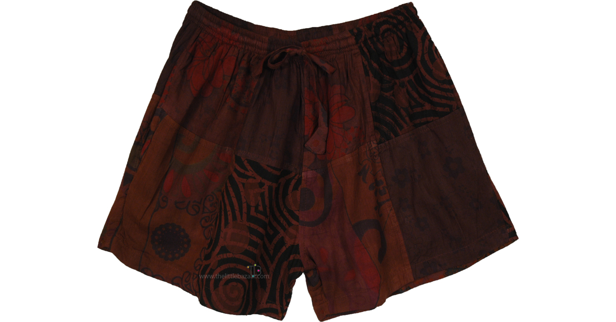 Rave Brown Patchwork Cotton Shorts | Shorts | Brown | Beach, Bohemian ...
