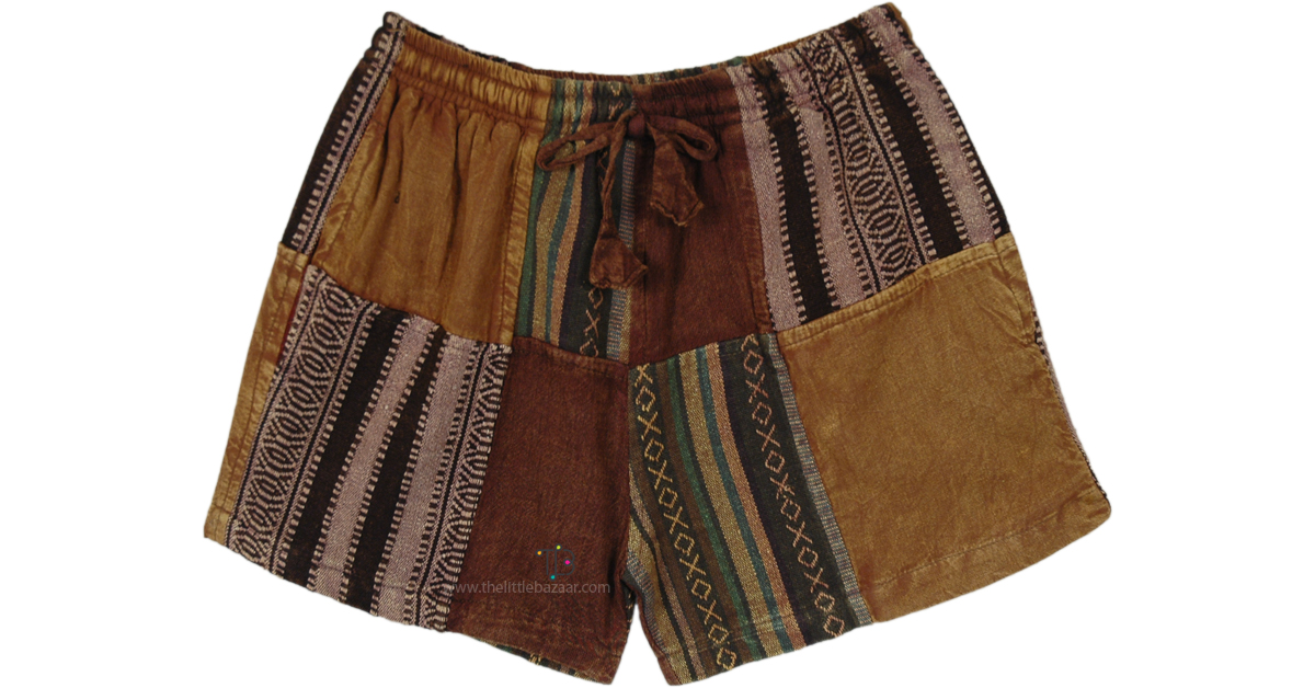 The Earth Dance Patchwork Shorts | Shorts | Brown | Bohemian, Handmade ...