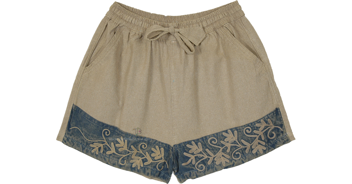 Nature Lovers Fern Bohemian Cotton Shorts | Shorts | Beige | Bohemian ...