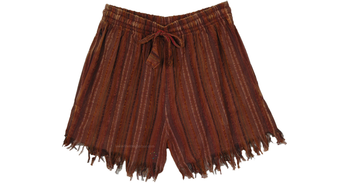 Sand Dweller Frilled Bohemian Shorts | Shorts | Brown | Bohemian, Handmade