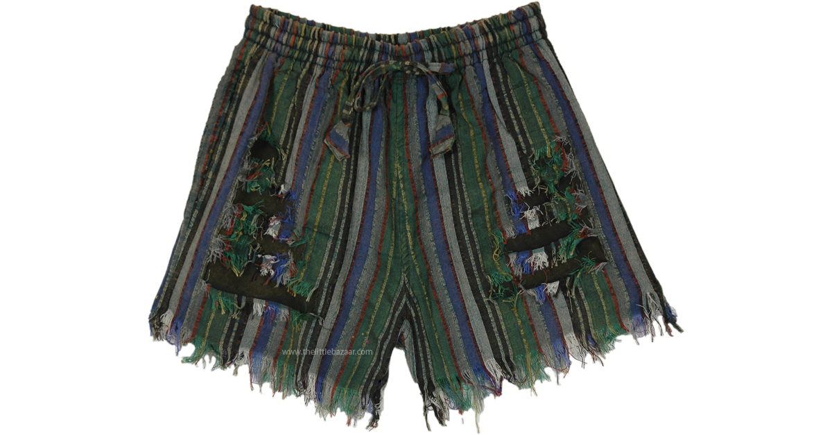 Tropical Fruits Frilled Bohemian Shorts | Shorts | Green | Bohemian ...