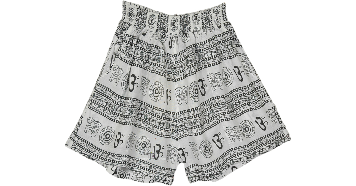 Black and White Hippie Spirit Shorts | Shorts | White | Printed ...
