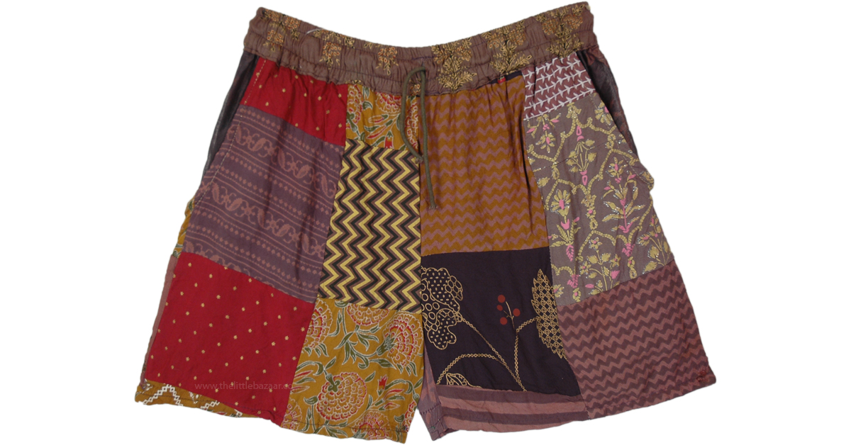 Mauve Patchwork Recycled Women`s Shorts | Shorts | Purple | Beach ...