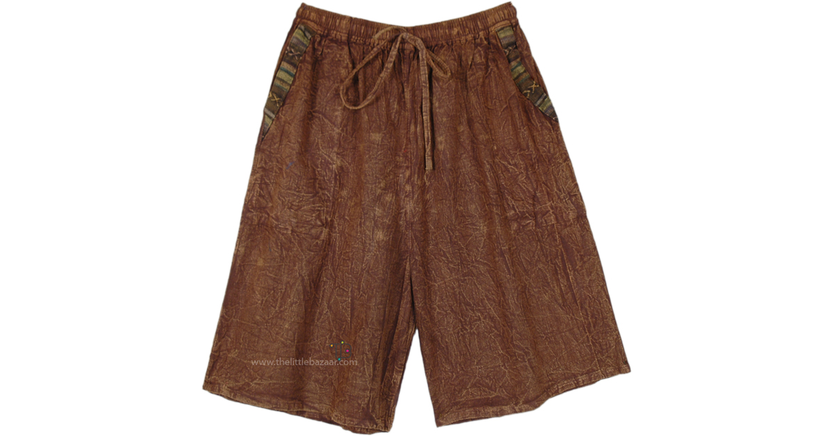 Earthy Delight Drawstring Cotton Half Pants | Shorts | Brown ...