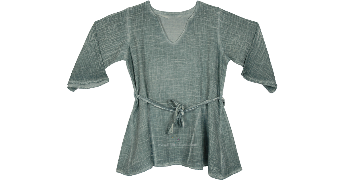 Sage Breeze Relaxed Fit Belt Tunic Top | Tunic-Shirt | Green ...
