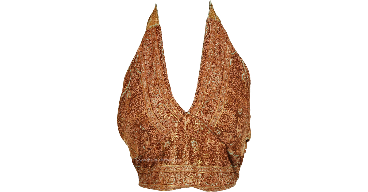 Terracotta Dreams Bohemian Reversible Halter Top | Tunic-Shirt | Brown ...