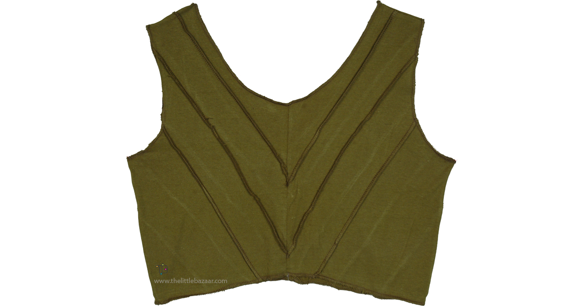 Thatch Green Cotton Cropped Tank Top | Tunic-Shirt | Green | Sleeveless ...