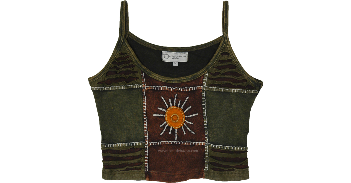 Nature Heliophile Handmade Cropped Tank Top | Tunic-Shirt | Brown ...