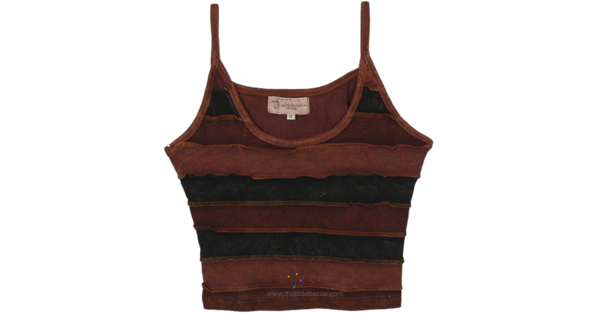 Wood Bark Panels Handmade Cropped Tank Top | Tunic-Shirt | Brown ...