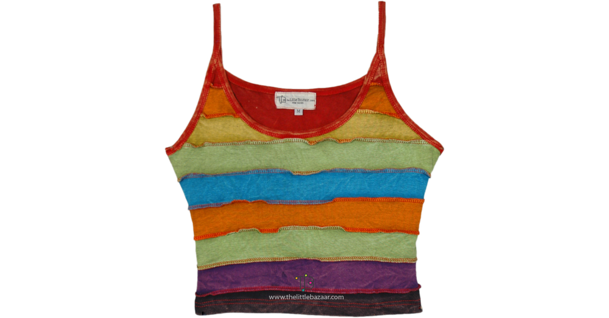 Chromatic Panels Funky Cropped Tank Top | Tunic-Shirt | Multicoloured ...