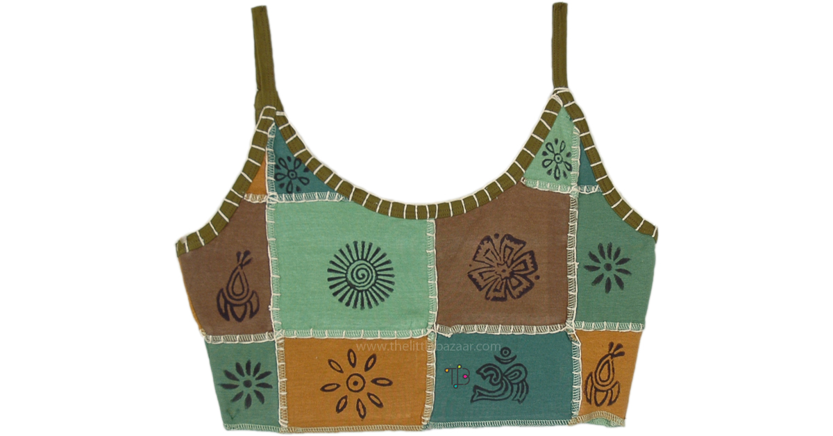 Plush Earthy Handmade Hippie Crop Top | Tunic-Shirt | Green ...