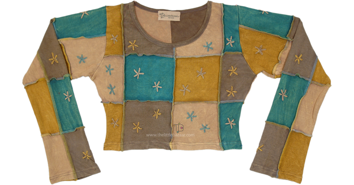 Oasis Love Long Sleeve Hippie Crop Top | Tunic-Shirt | Yellow ...