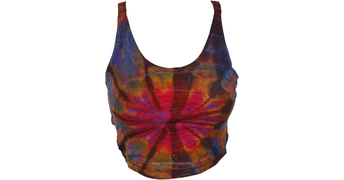 Pink Circle Tiedye Hippie Crop Top | Tunic-Shirt | Pink | Sleeveless ...