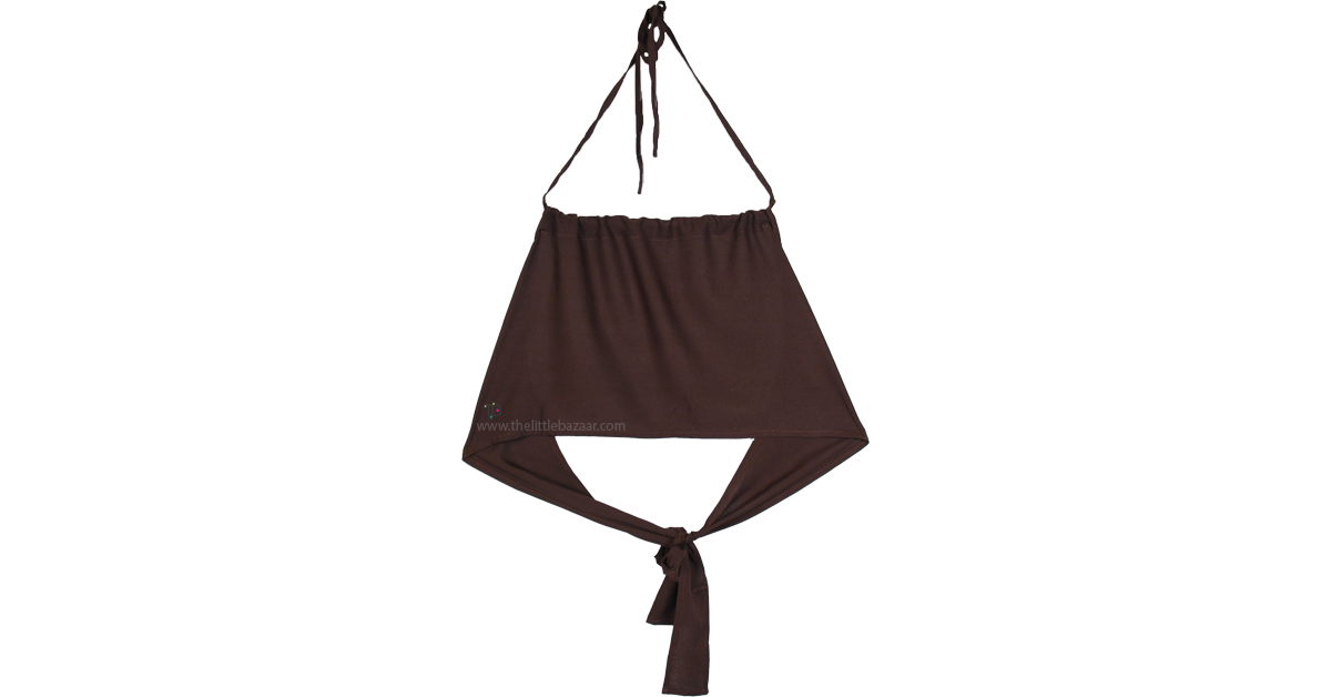 Mocha Whispers Halter Crop Top with Ties | Tunic-Shirt | Brown ...