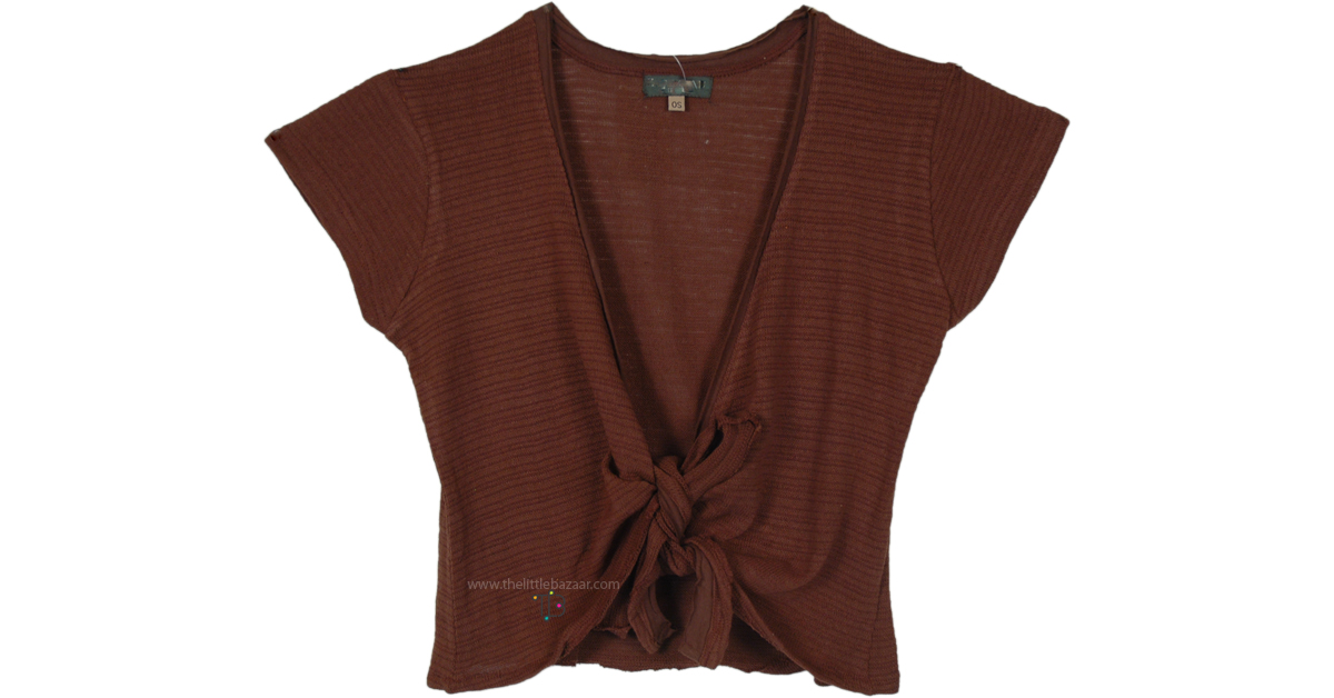 Brownie Tie Front Knit Solid Top | Tunic-Shirt | Brown | Vacation ...