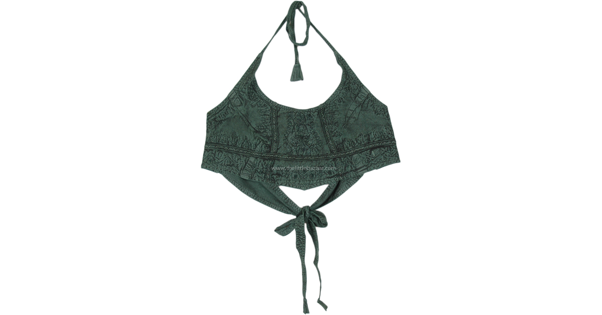 Green Tundra Halter Style Bralette Top | Tunic-Shirt | Green ...