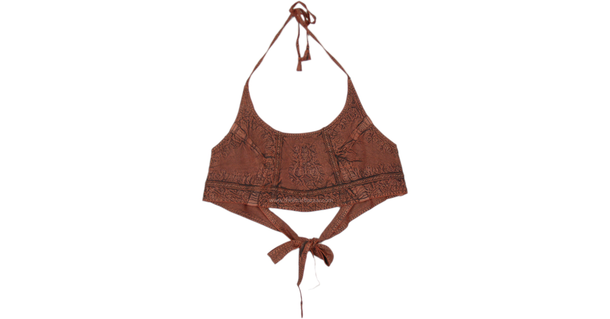 Brown Bask Halter Style Bralette Top | Tunic-Shirt | Brown ...