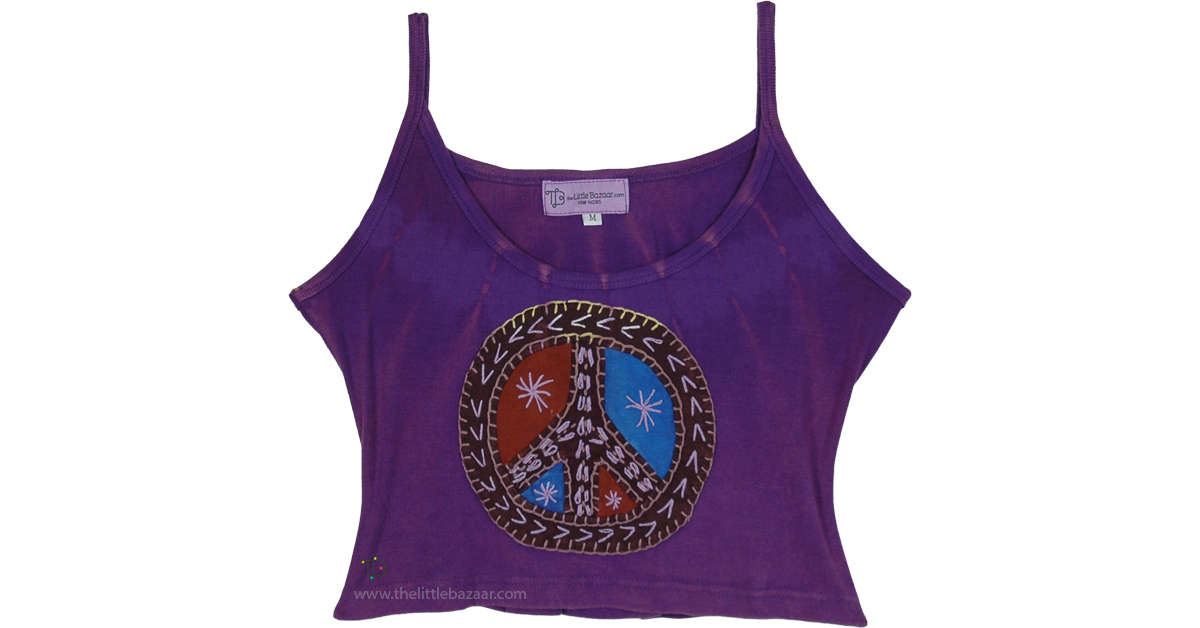 Violet Dreams Peace Handmade Cotton Hippie Top | Tunic-Shirt | Purple ...