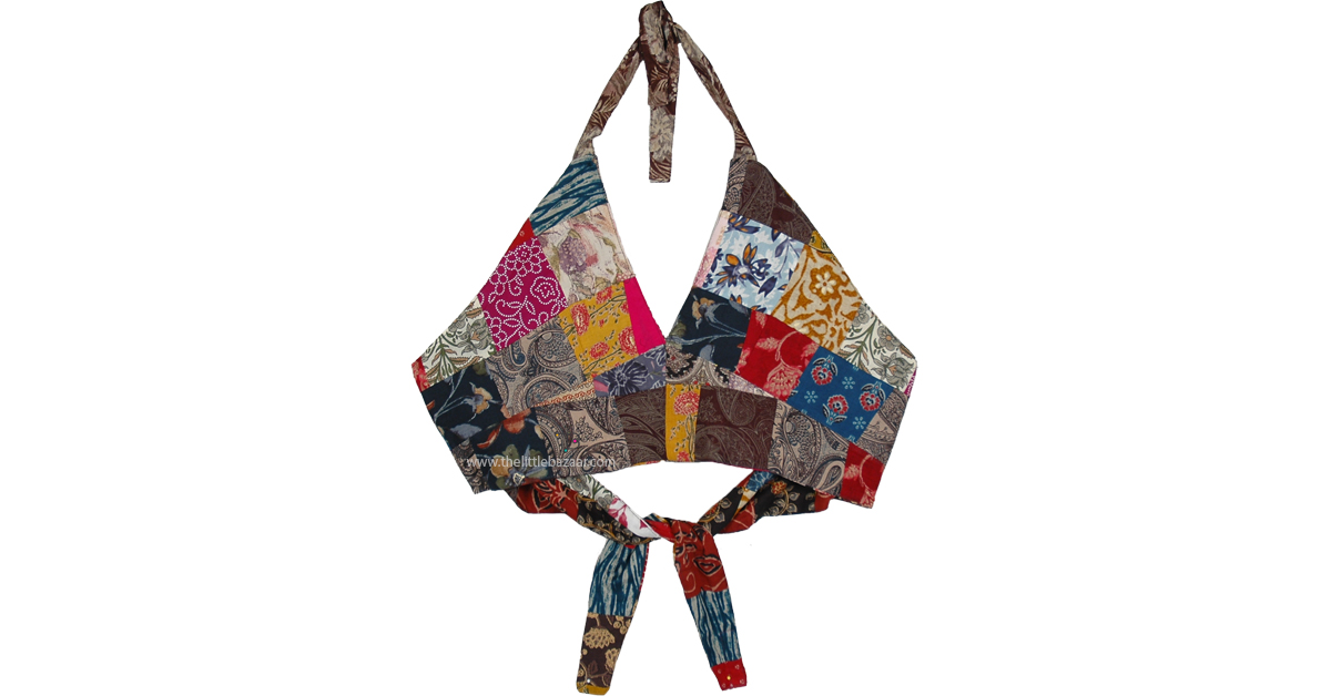 Cotton Patchwork Boho Mosaic Reversible Crop Top | Tunic-Shirt ...