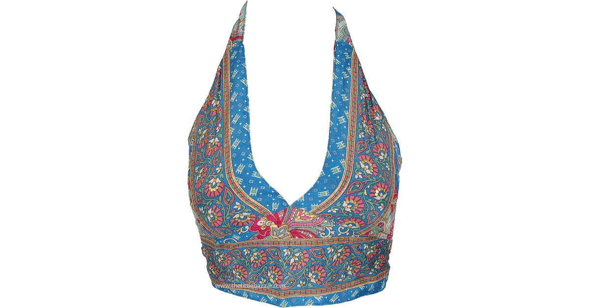 Lavish Love Reversible Halter Cropped Top | Tunic-Shirt | Blue ...