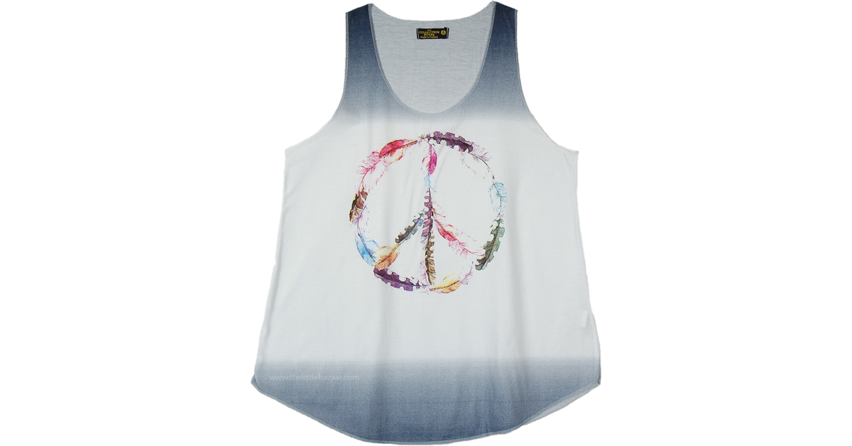 Feathered Peace Sign Graphic Hippie Tank Top | Tunic-Shirt ...