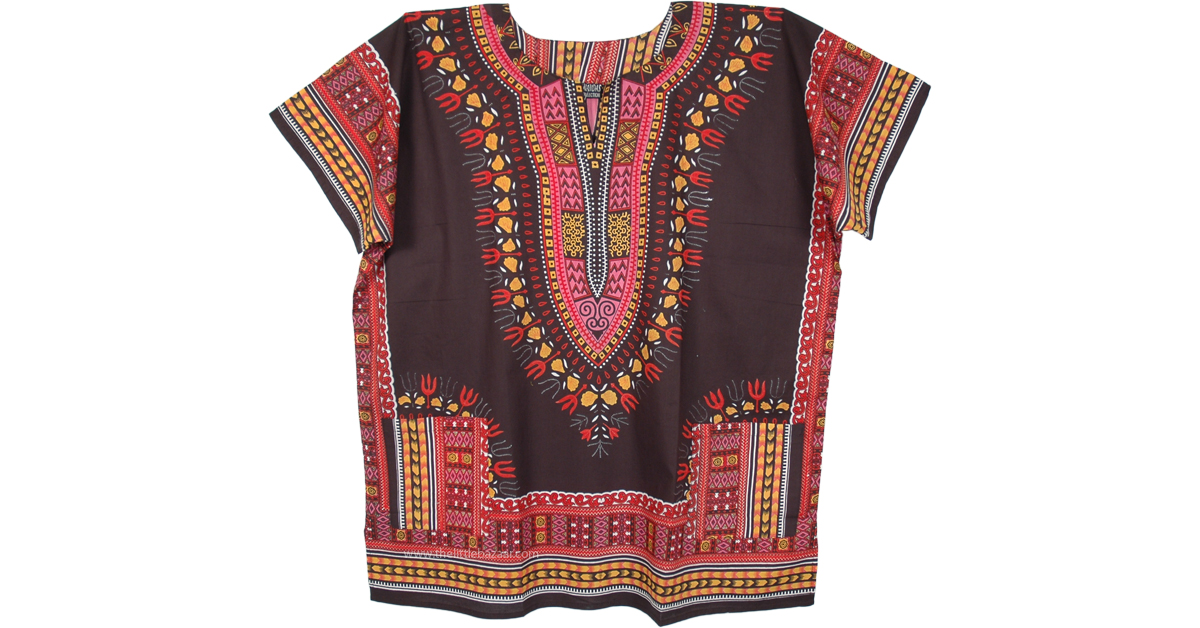 Plus Size Dashiki African Unisex Cotton Shirts In Black Tunic Shirt