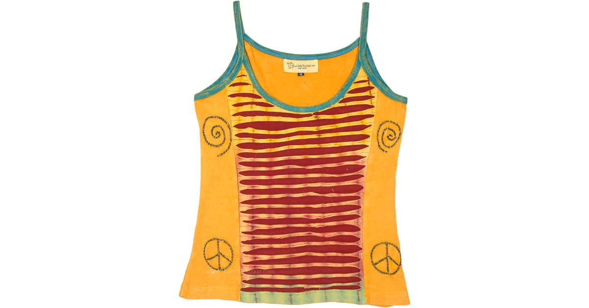 Bloomy Yellow Razor Cut Cotton Hippie Tank Top | Tunic-Shirt | Yellow ...
