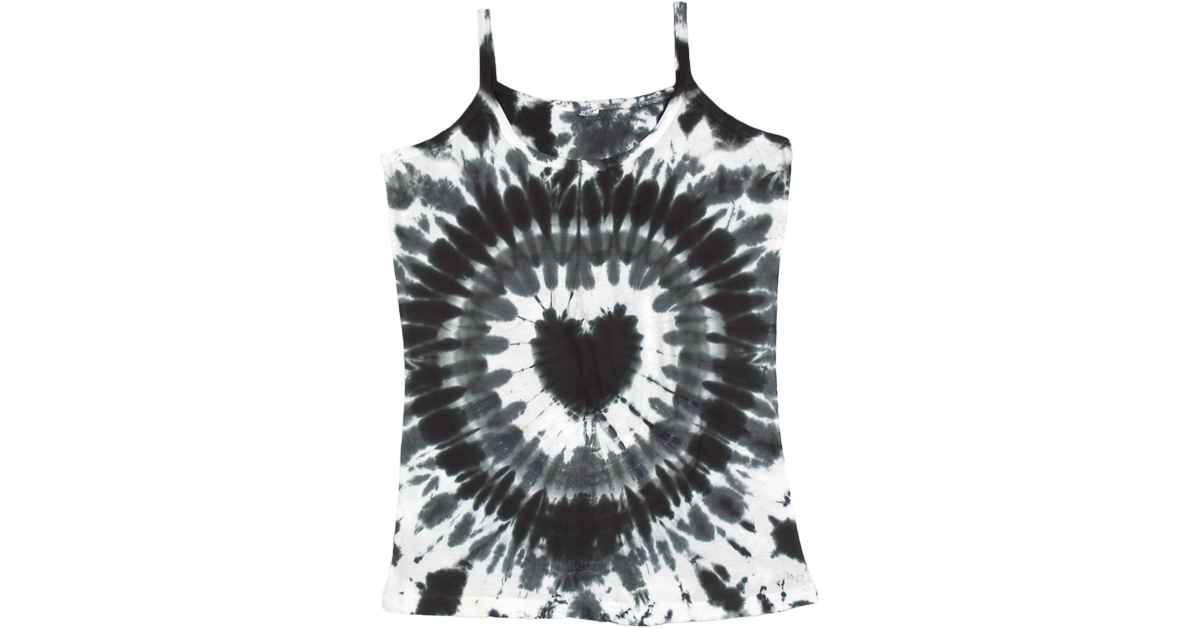 Rorschach Heart Tie Dye Hippie Tank Top | Tunic-Shirt | Black | Sleeveless, Vacation, Beach, Tie ...