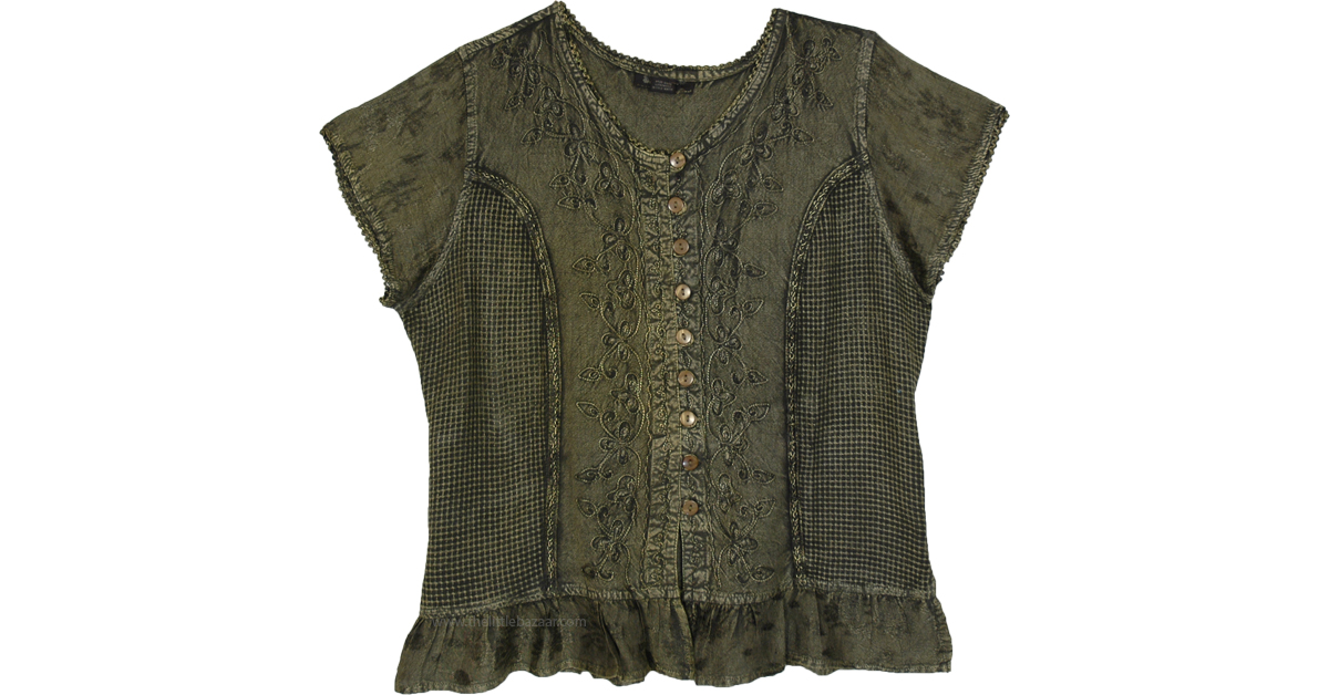 Olive Brass Bohemian Plus Size Tunic Shirt | Tunic-Shirt | Green | XL ...